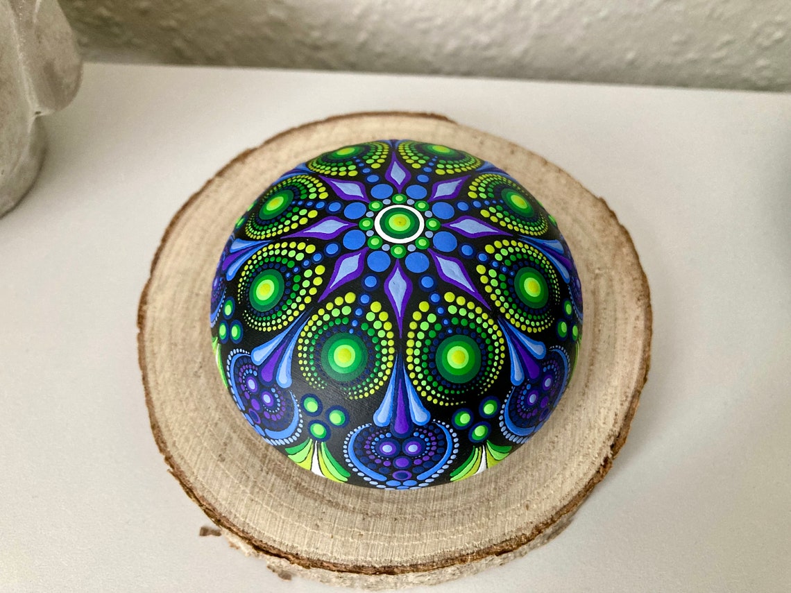 Hand Painted Dot Mandala Rock Painted Mandala Stone Mandala Dot ...