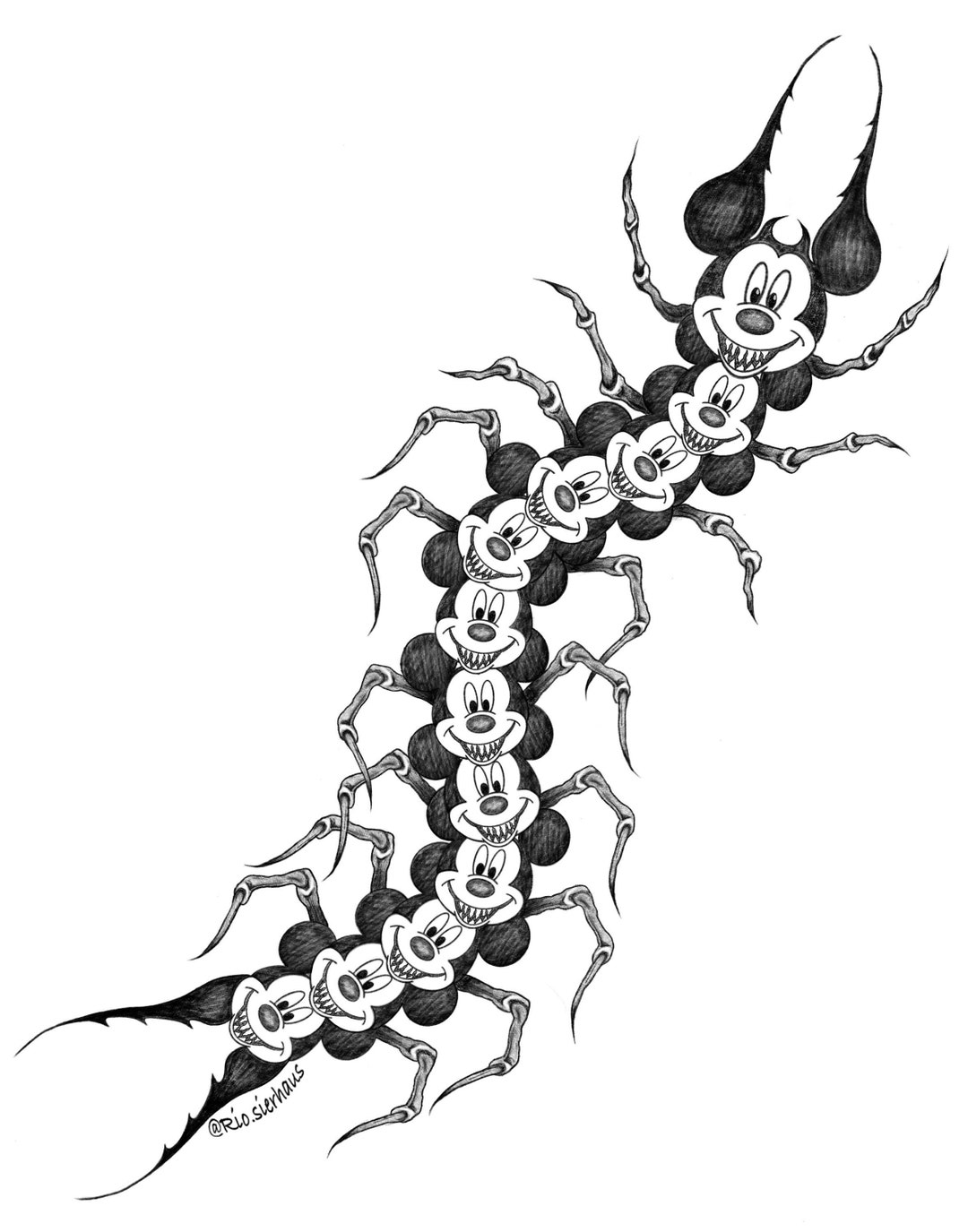 Mickey Mouse Centipede Sticker - Etsy