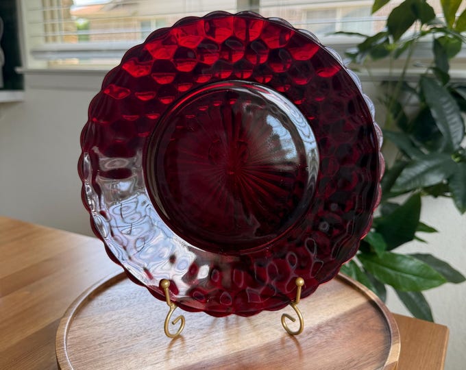 Vintage Anchor Hocking Ruby Red Bubble Plate - Etsy