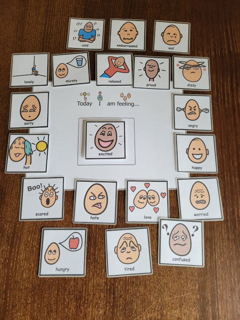 Feelings Communication Board with 20 x 2.5 inch Feelings | Etsy