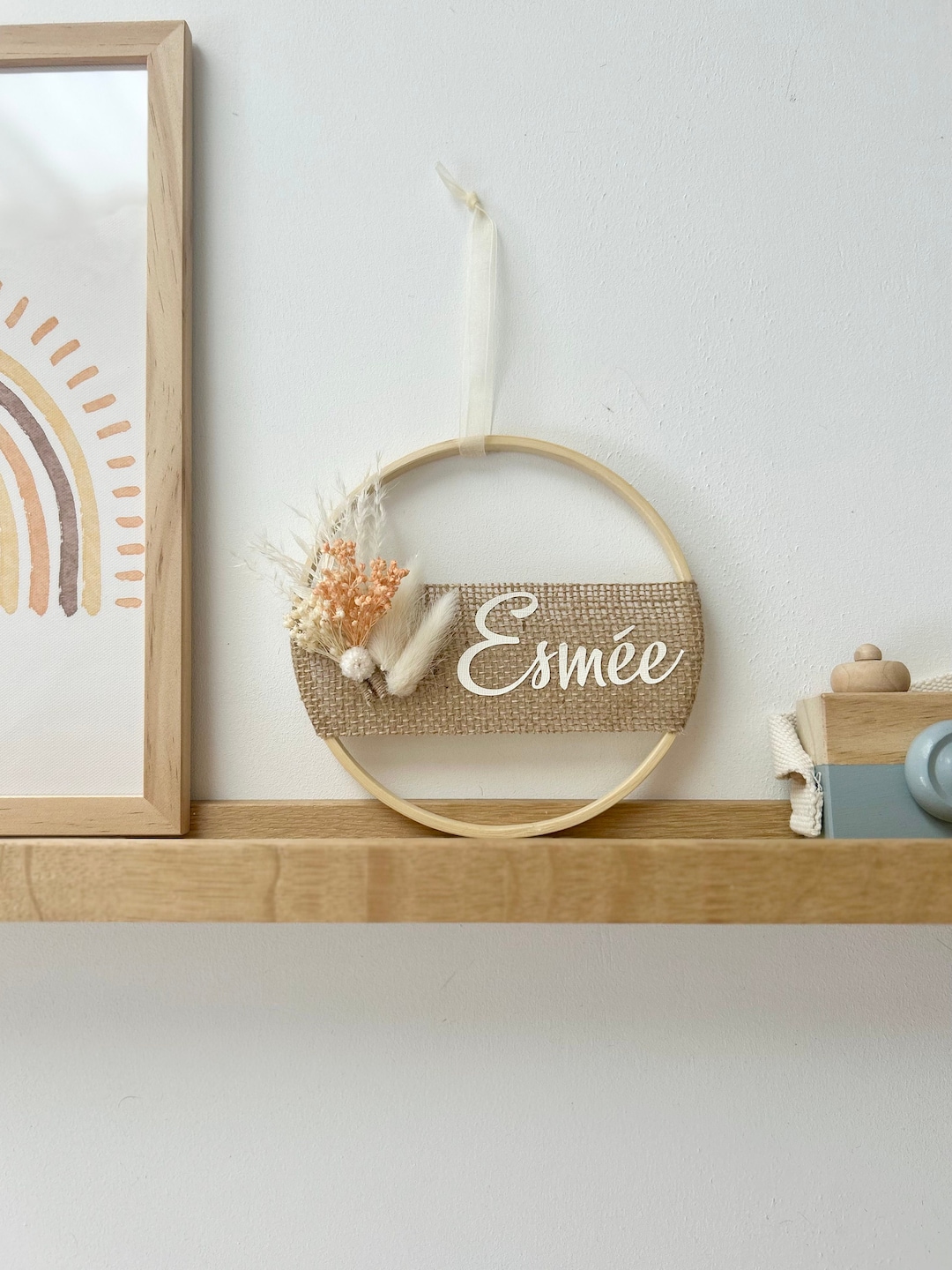 Bamboo Crown and Dried Flowers for Personalized Birth Gift With Baby ...