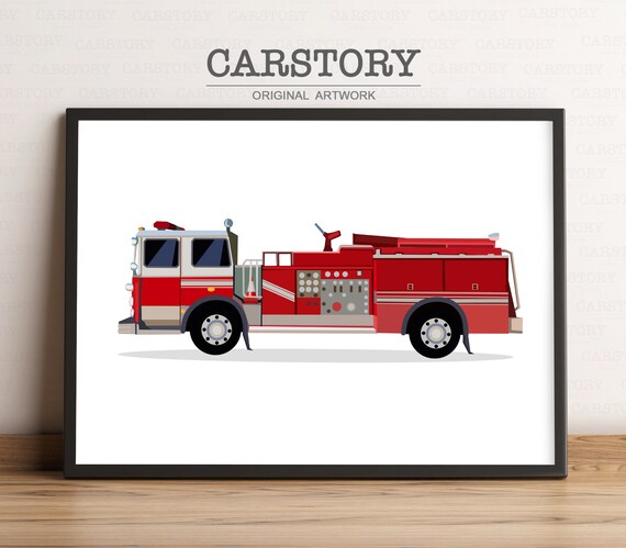 Firetruck Print Fire Truck Printable Fire Engine Print | Etsy