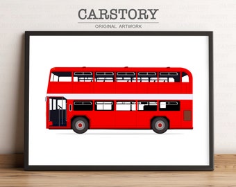 Double Decker Bus Print - Etsy