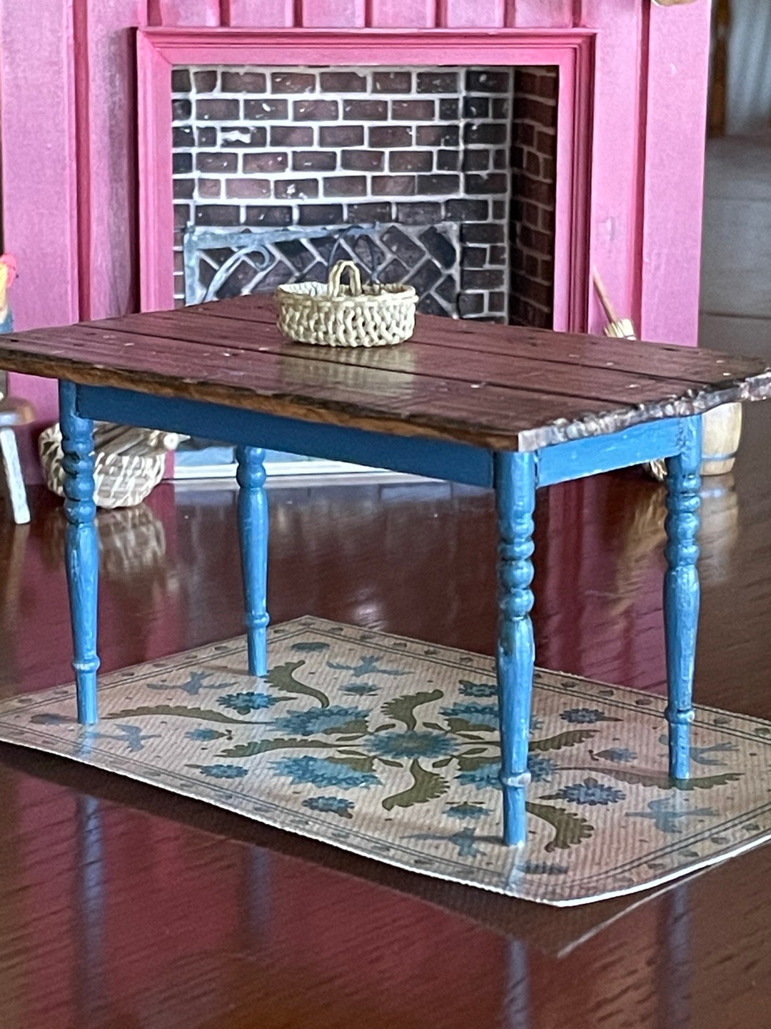 Rustic Farmhouse Table 1:12 Scale Handcrafted Primitive Rare Miniatures ...