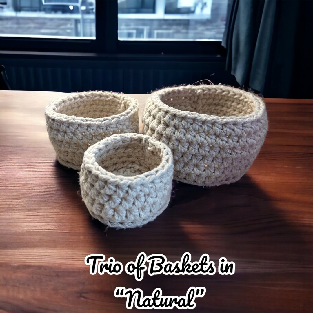 Crochet Natural Color Nesting Baskets Sold Separately or as a - Etsy