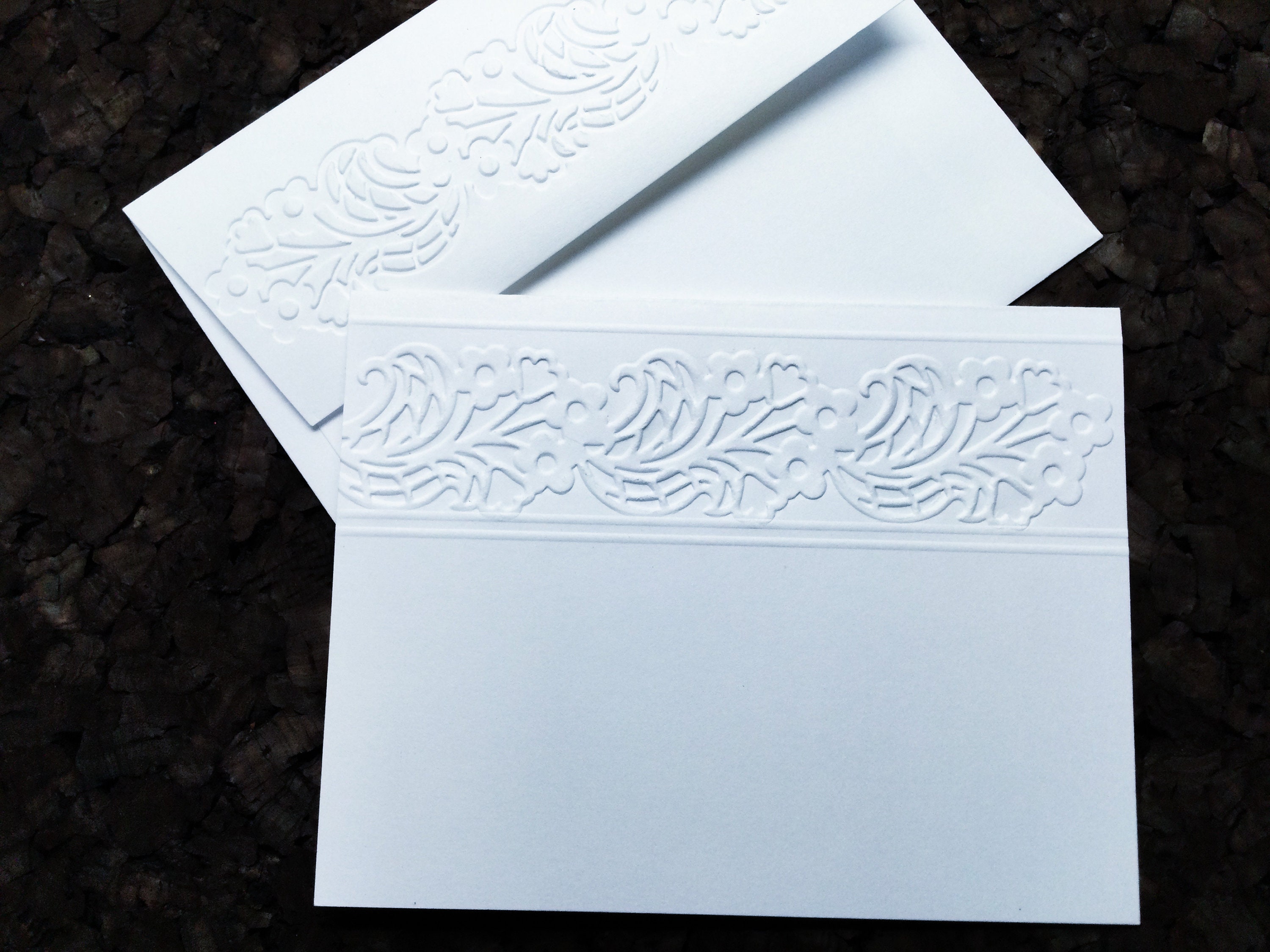 White, Blue or Cream Embossed Borders Blank Greeting Cards Set of ...