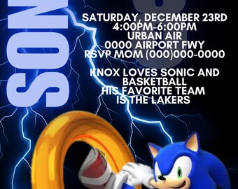 Sonic Invitation for Girls Sonic Birthday Pink Digital Invitation ...