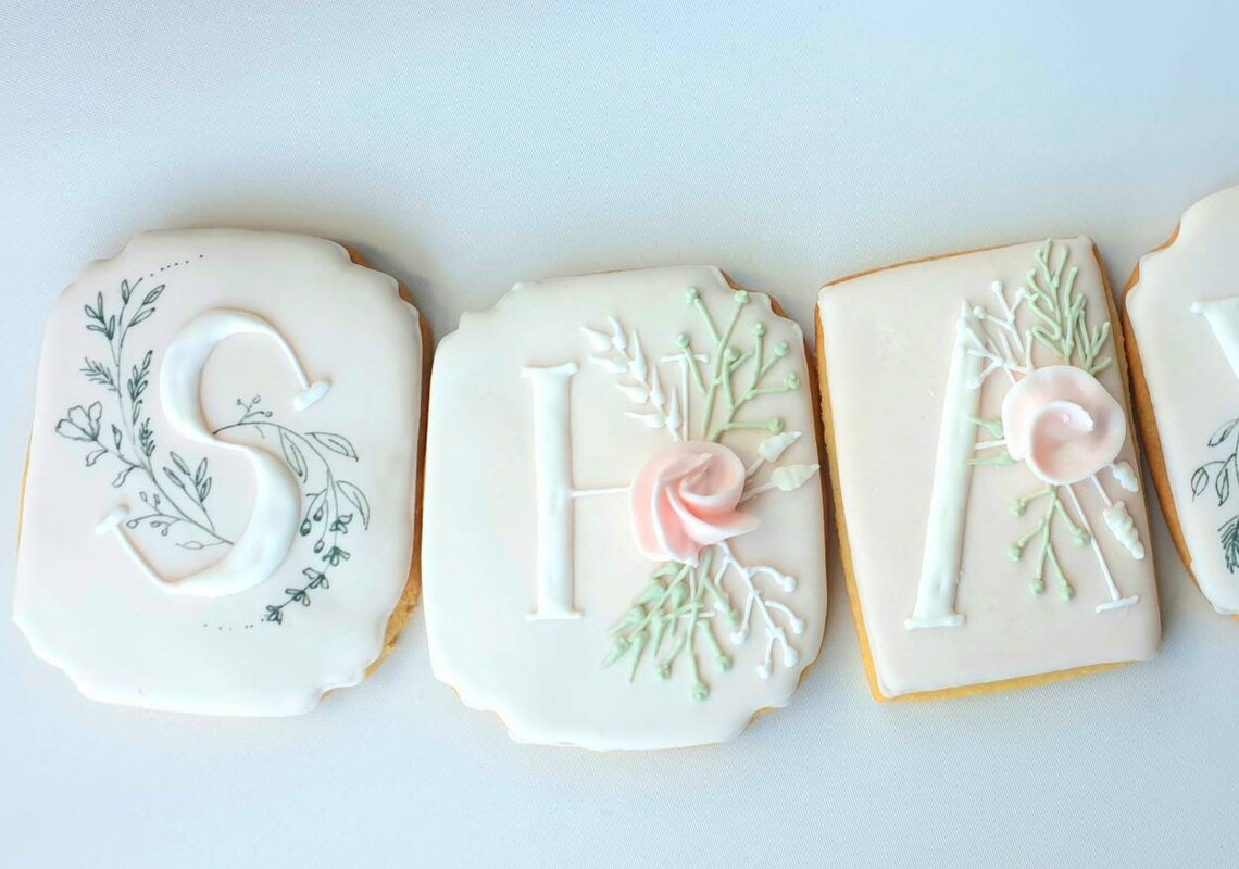 Wedding cookies Initial cookies wedding receptions Bridal | Etsy