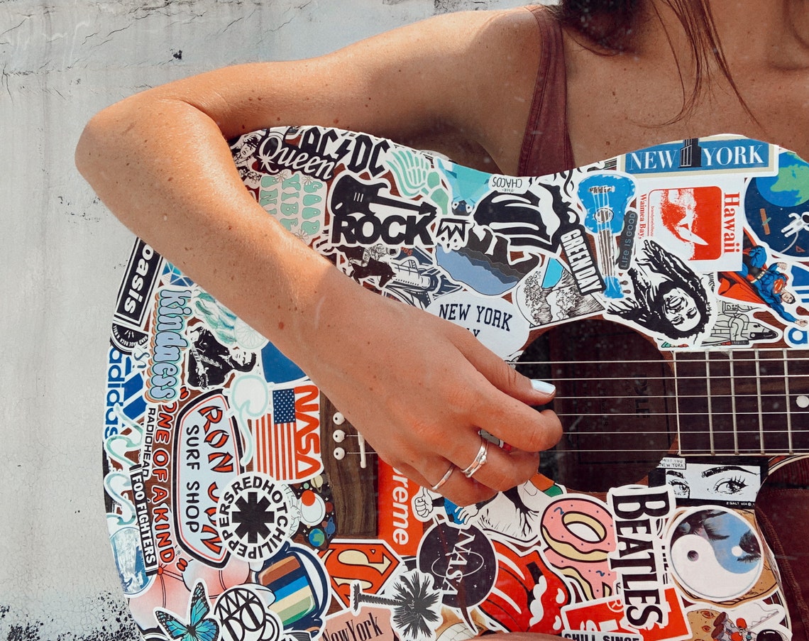 Custom Sticker Guitar - Etsy Canada