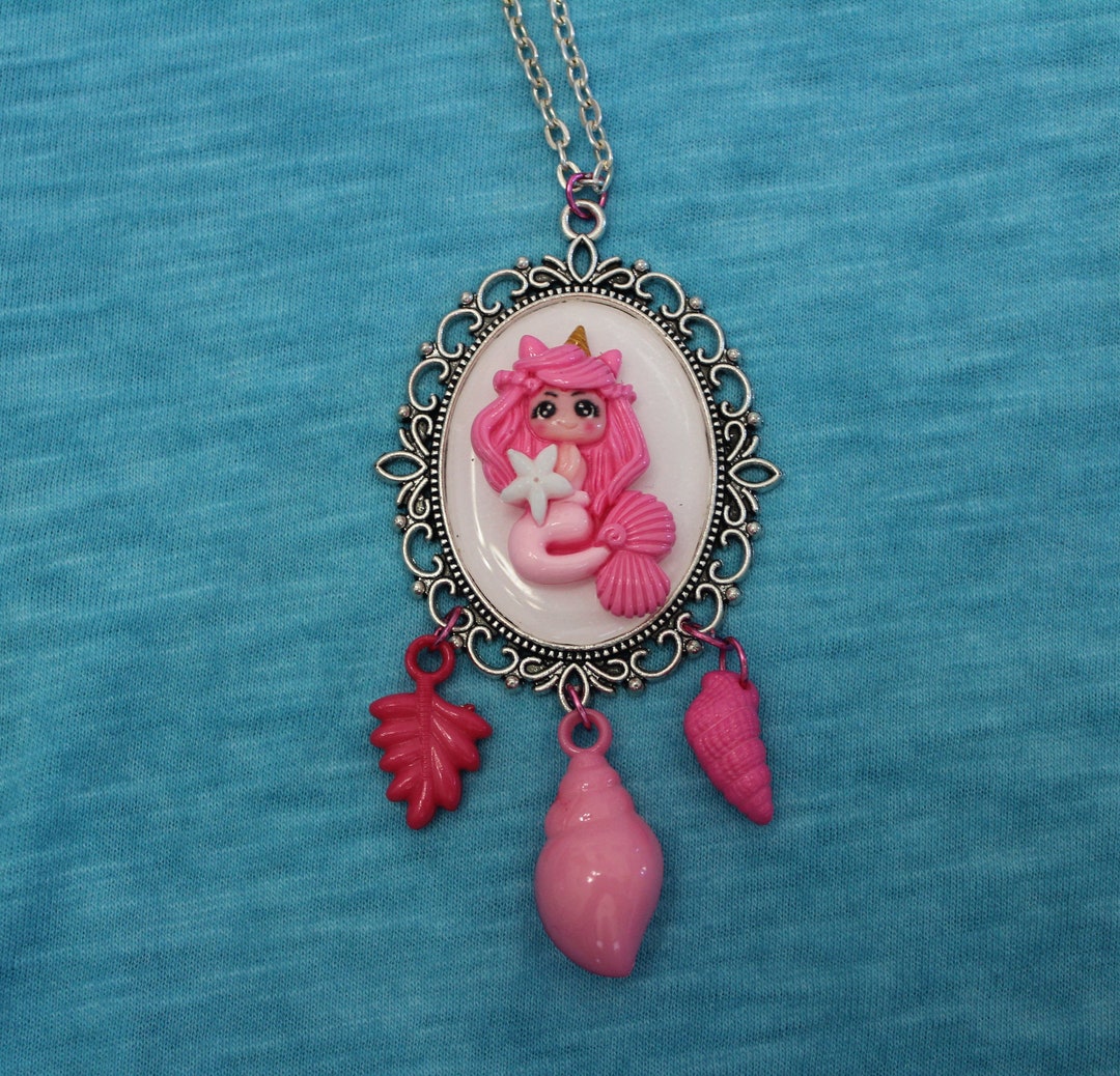 Hot Pink Mermaid Pendant, Pink Mermaid Pendant, Pink Siren Pendant ...