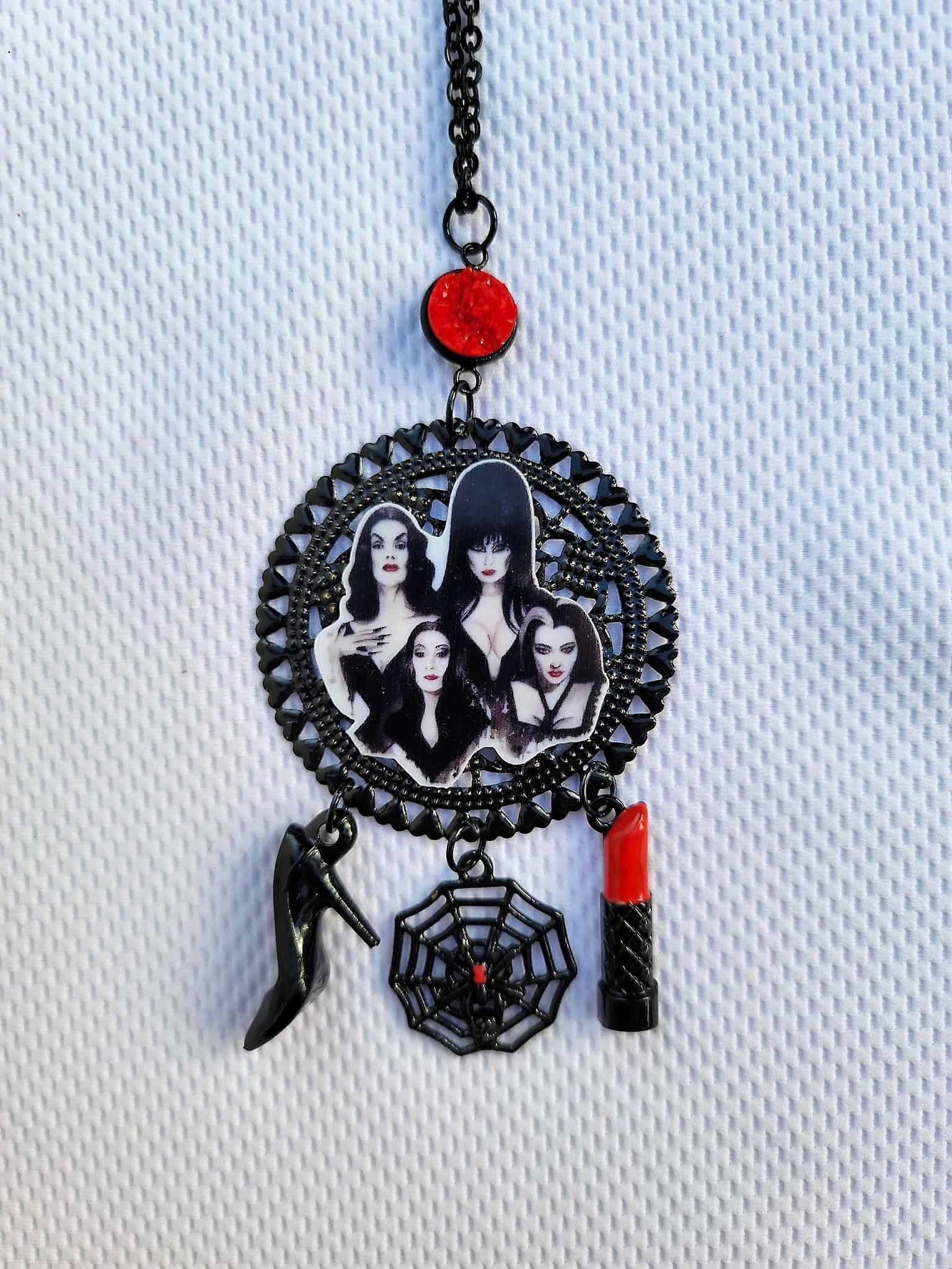 Morticia Addams Necklace, Elvira Necklace, Lily Munster Necklace, Morticia Addams Pendant ...