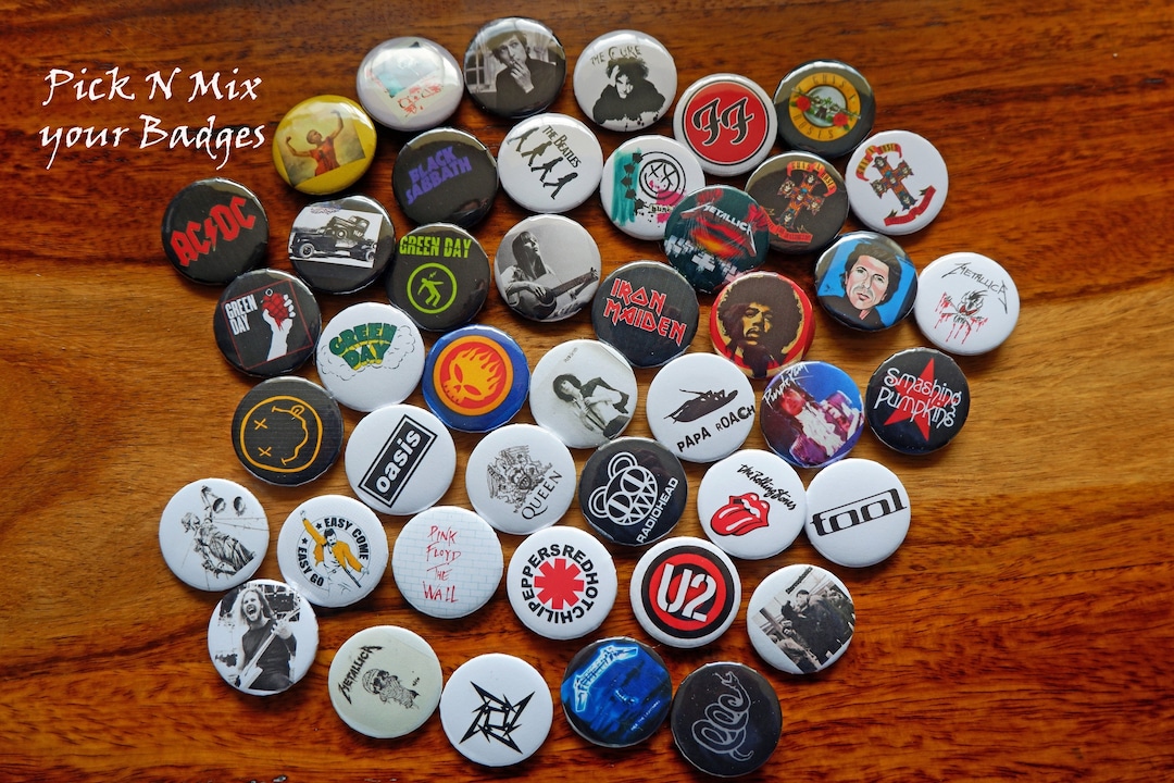 Rock Badges 25mm Button Badge Pick and Mix Your Choice of Badges Heavy ...