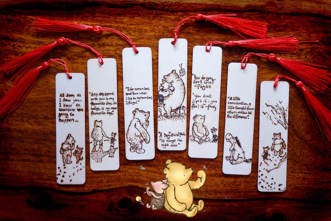 Classic Hand Engraved Wooden Bookmark, Winnie the Pooh Eeyore Various ...