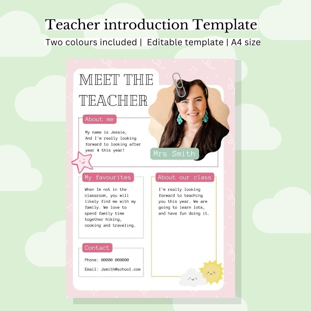Get to Know the Teacher Newsletter Meet the Teacher Print Out Teacher ...