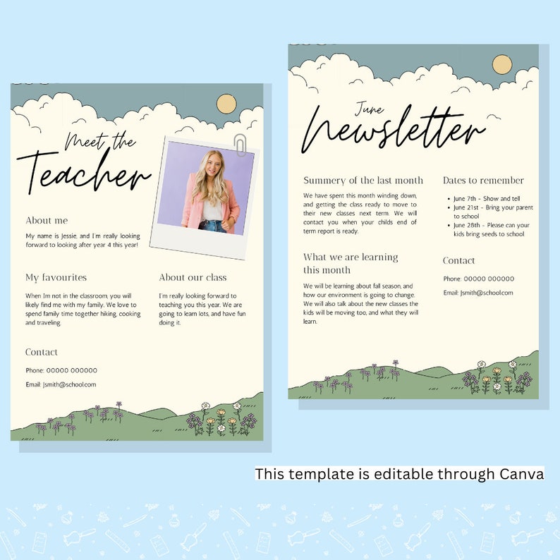 Editable Meet the Teacher and Newsletter Canva Template School ...