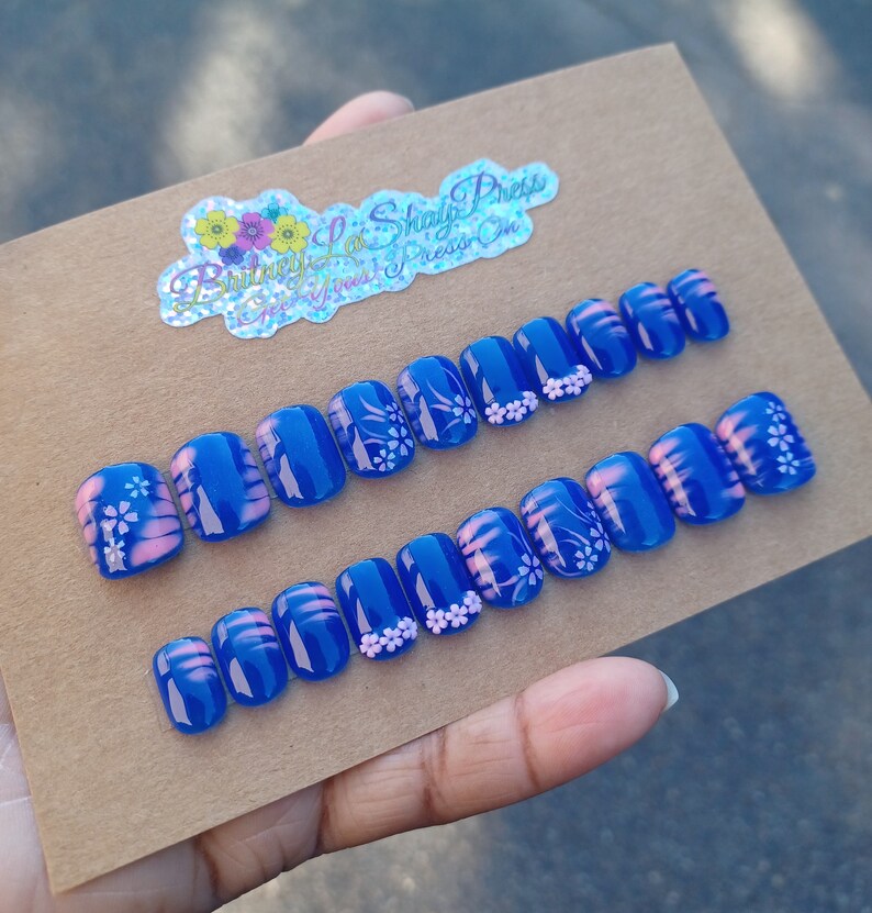 24pc Croc Design, Emboss Flower Jewel Square Squoval Short Press on ...