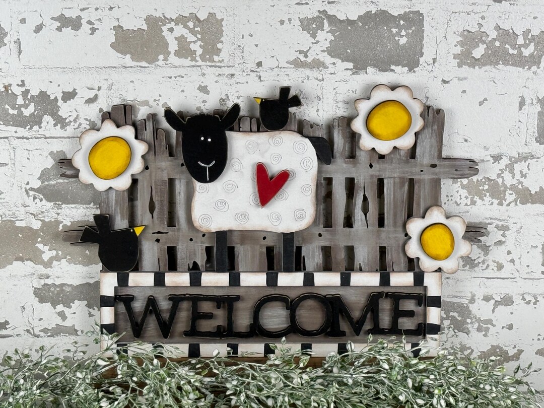 Sheep and Fence Welcome Sign, Farmhouse, SVG Digital Download for ...