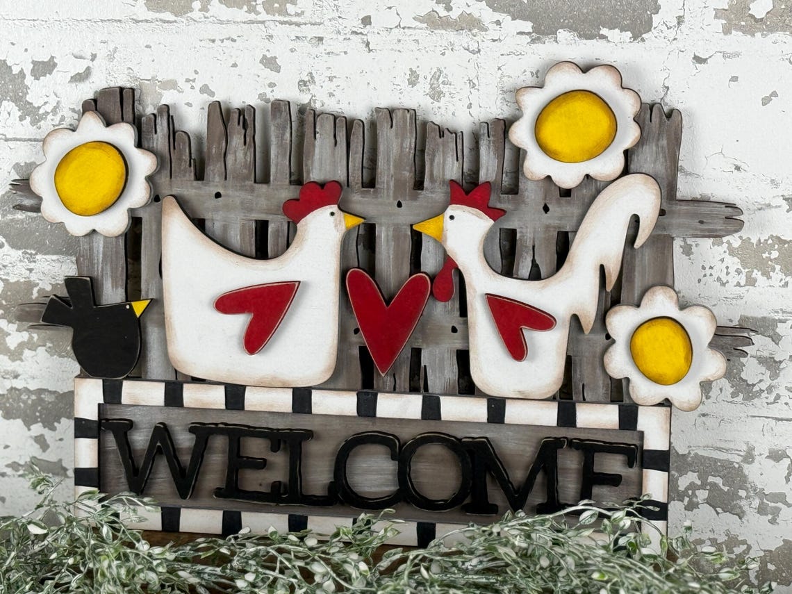 Farmhouse Chicken Welcome Sign SVG: Laser Cut File (digital Download ...
