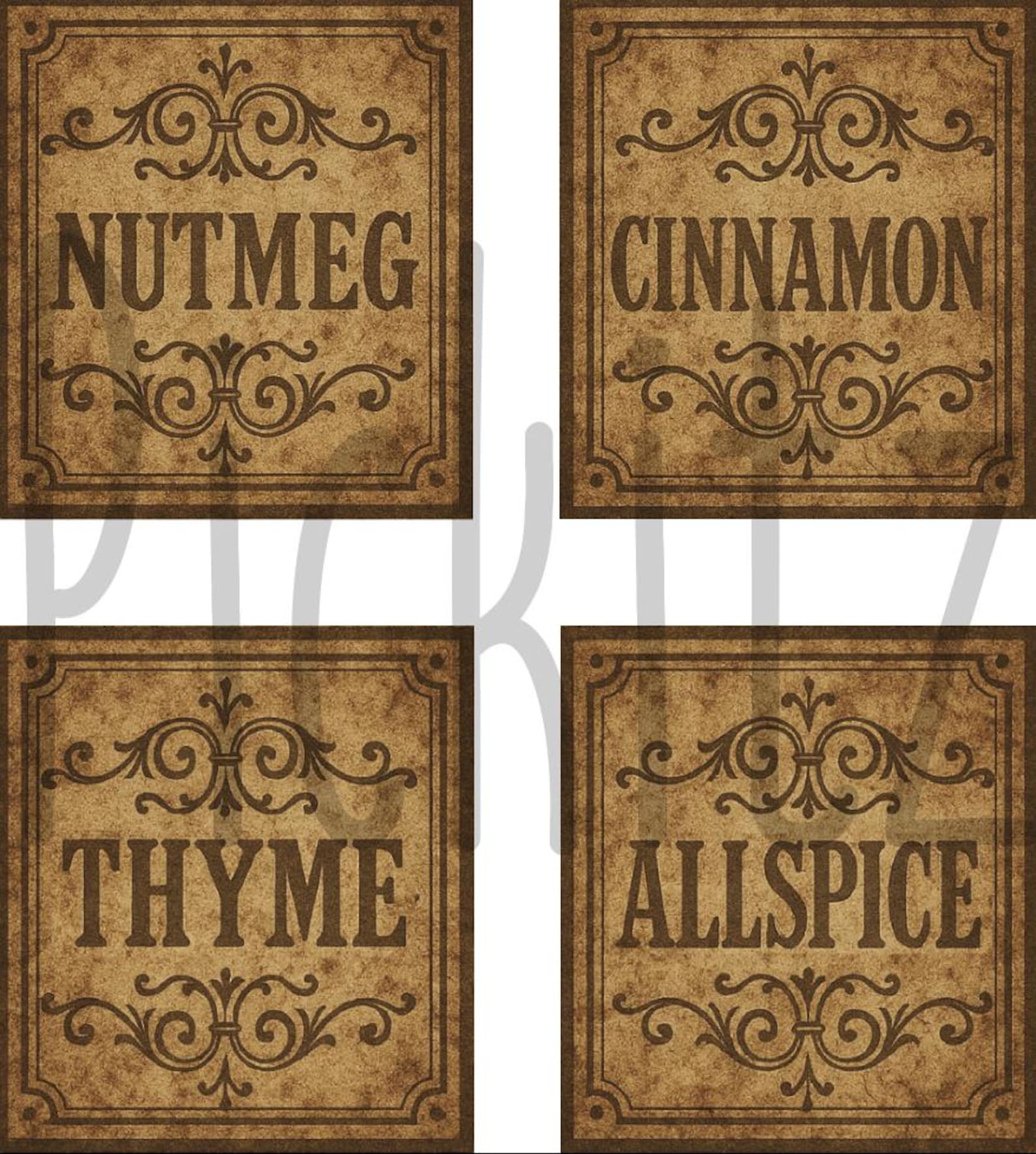 Spices Bundle, 4 Styles, Primitive Farmhouse, Instant Download ...
