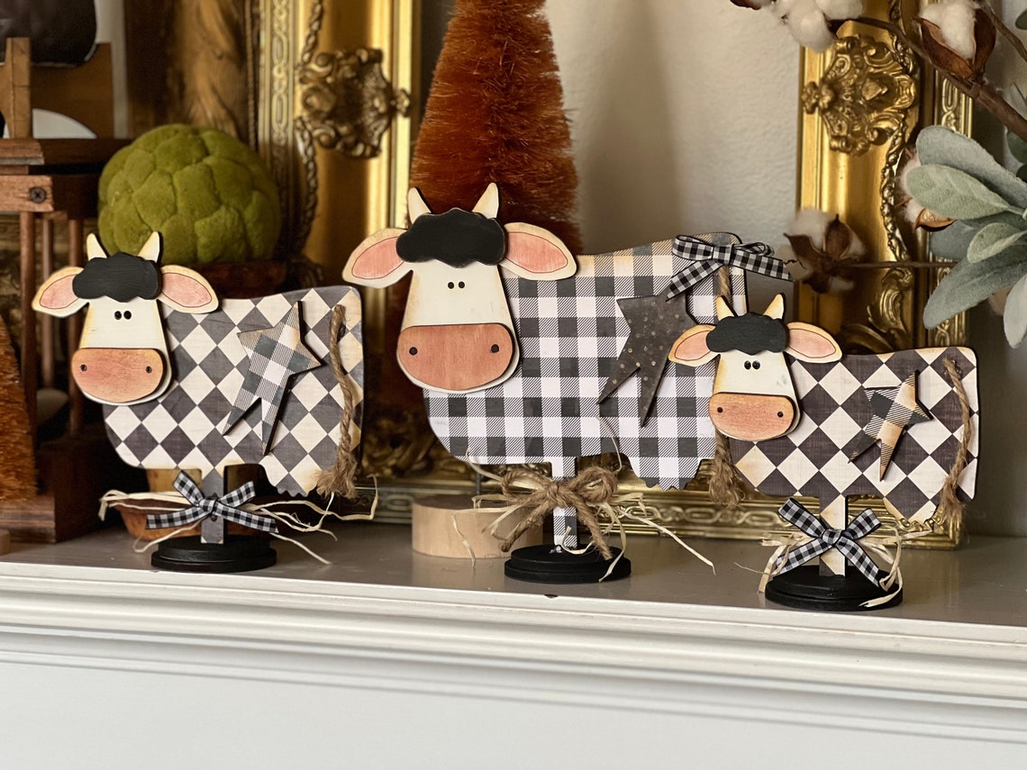 Standing Set of 3 Cows SVG Digital Download for Glowforge or - Etsy