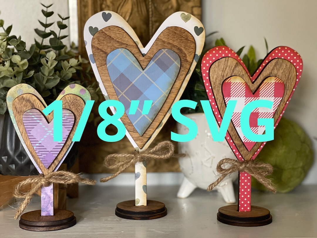 Standing Heart Set SVG: 3-layer Laser Cut File (1/8 Inch) - Etsy