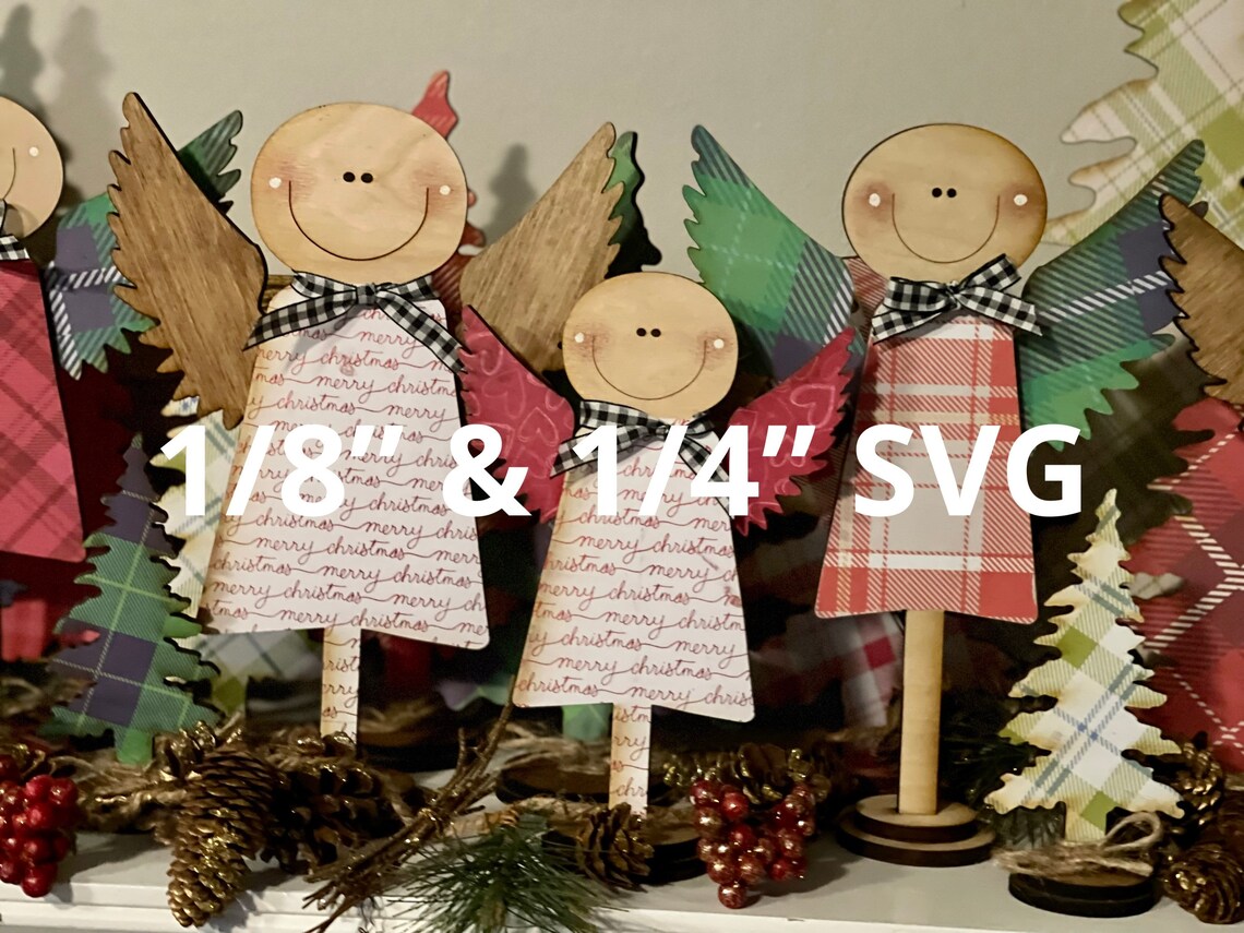 Standing Angels Set of 3 SVG Digital Download for Glowforge or - Etsy