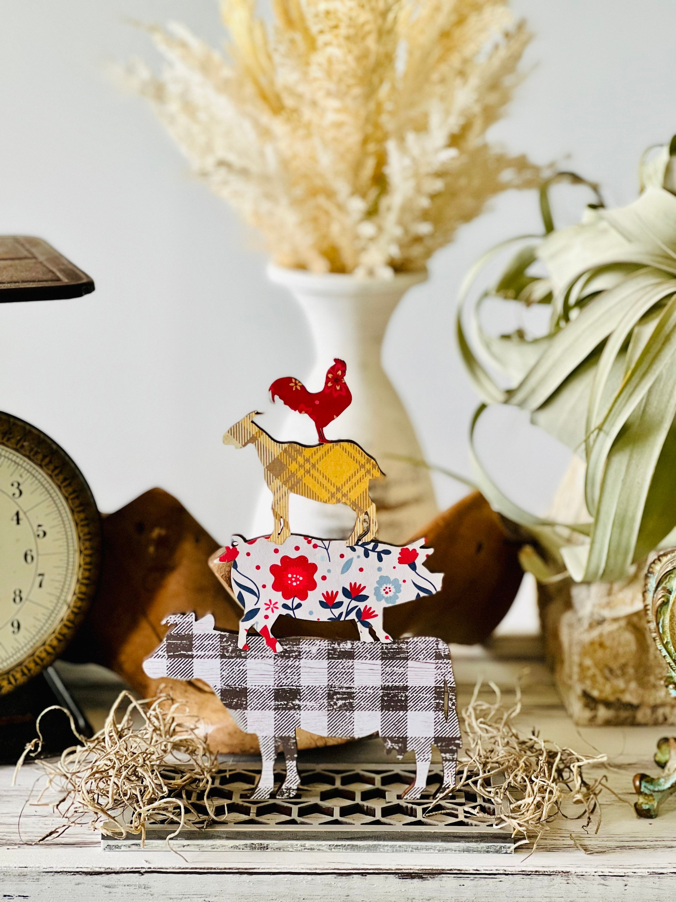 Stackable Farm Animals Bookends, Farmhouse Star SVG Digital Download ...