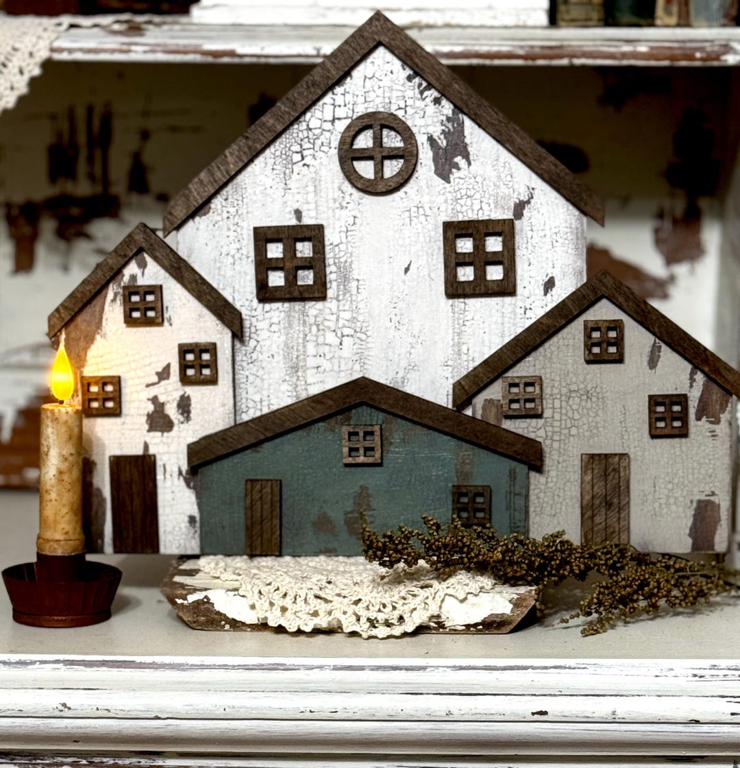 Little Primitive Houses, Farmhouse SVG Digital Download for Glowforge ...