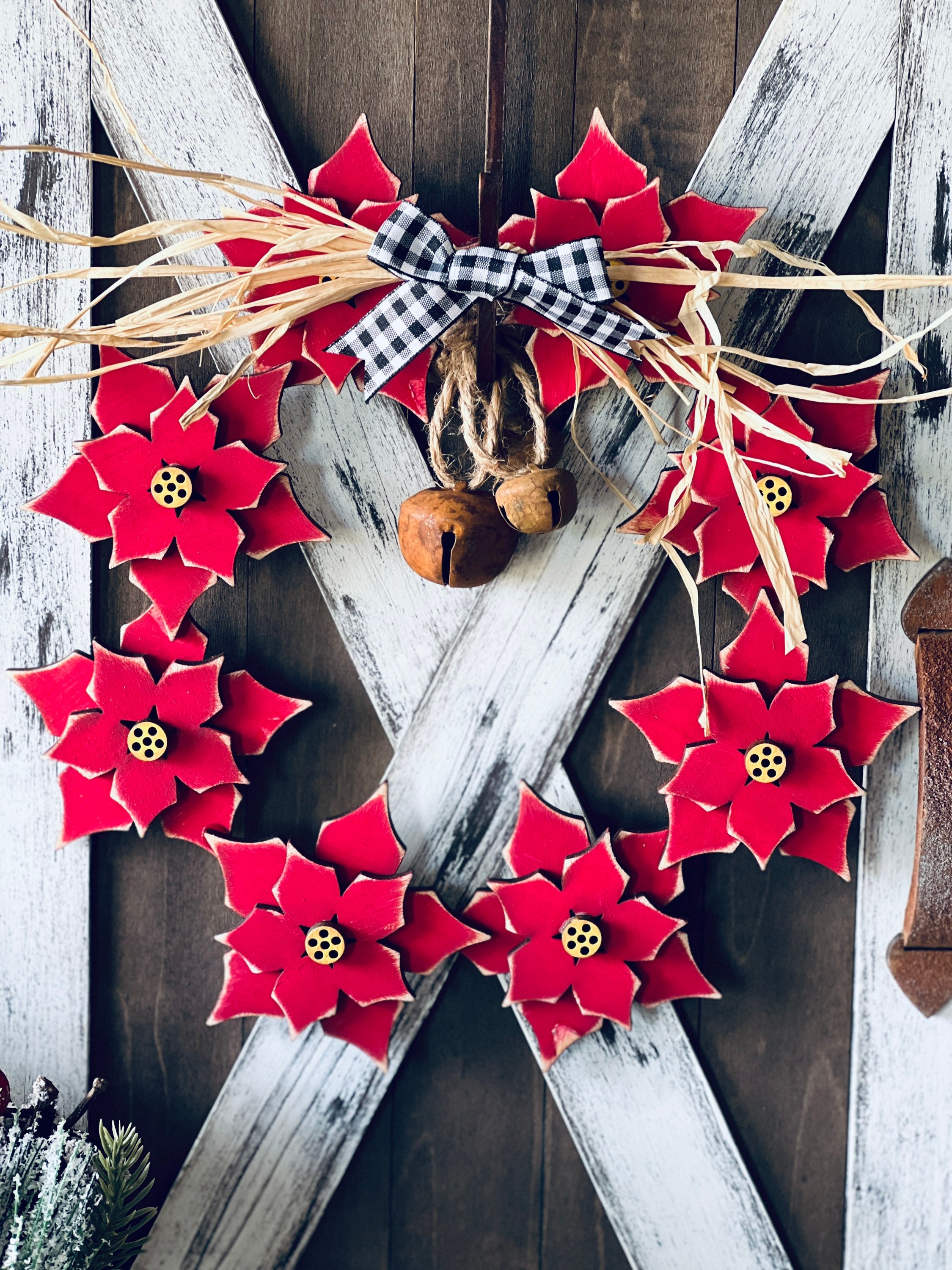 Poinsettia Wreath Farmhouse SVG Digital Download for - Etsy