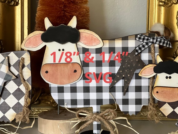 Standing Set of 3 Cows SVG Digital Download for Glowforge or | Etsy