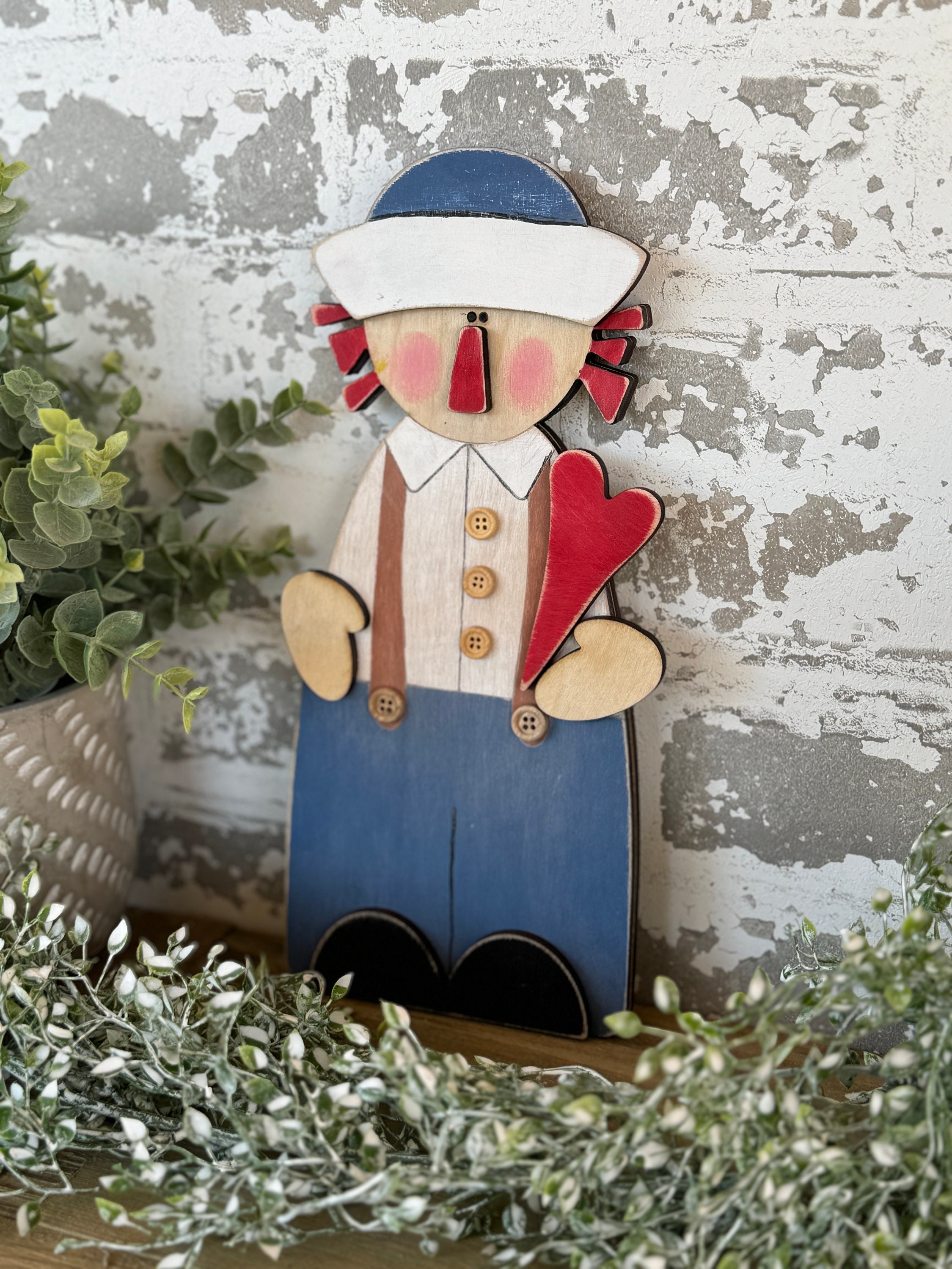 Raggedy Ann & Andy Cupid Leaning SVG File for Laser Cutters (digital ...