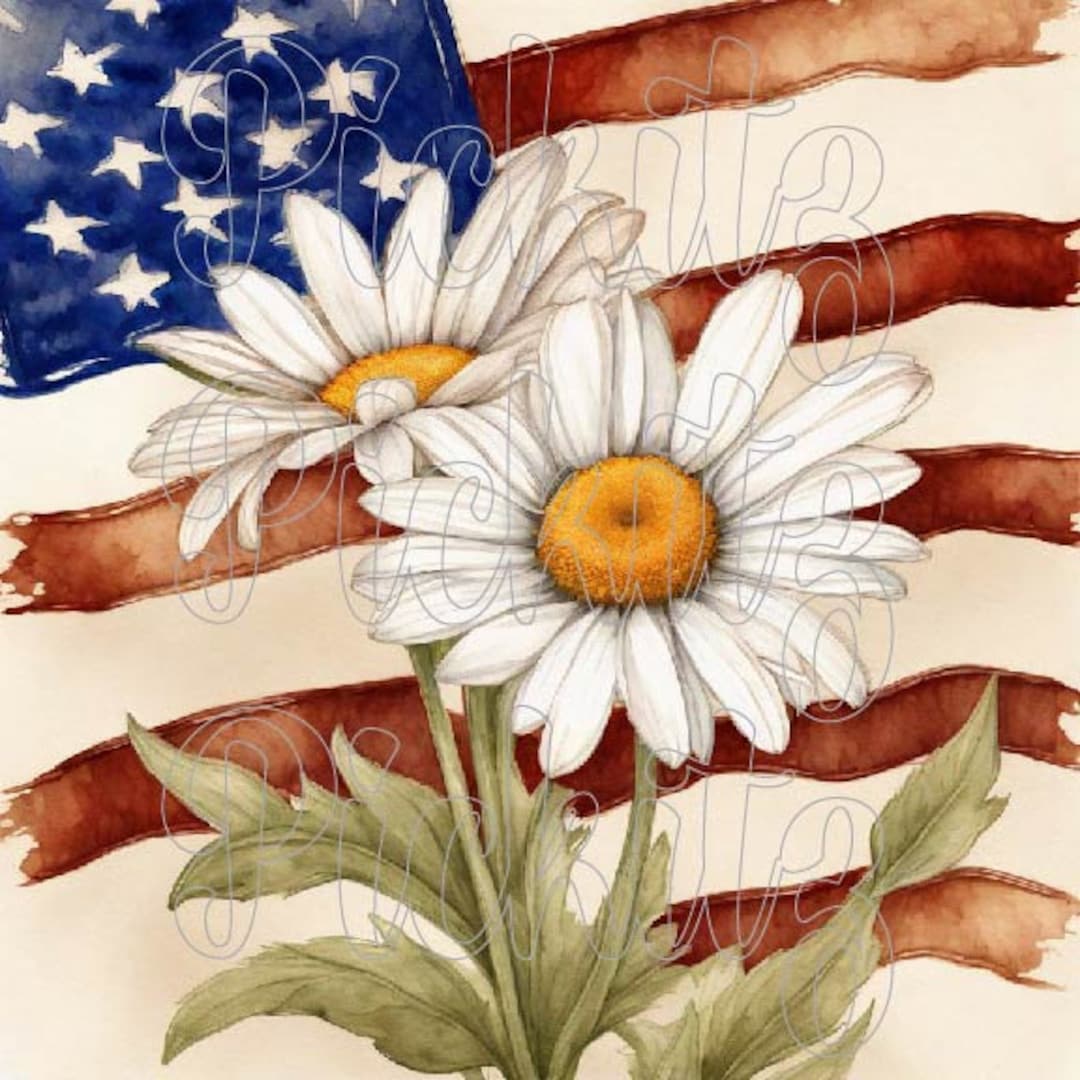 Patriotic Flag and Daisies Bundle, 3 Styles, Primitive Farmhouse ...