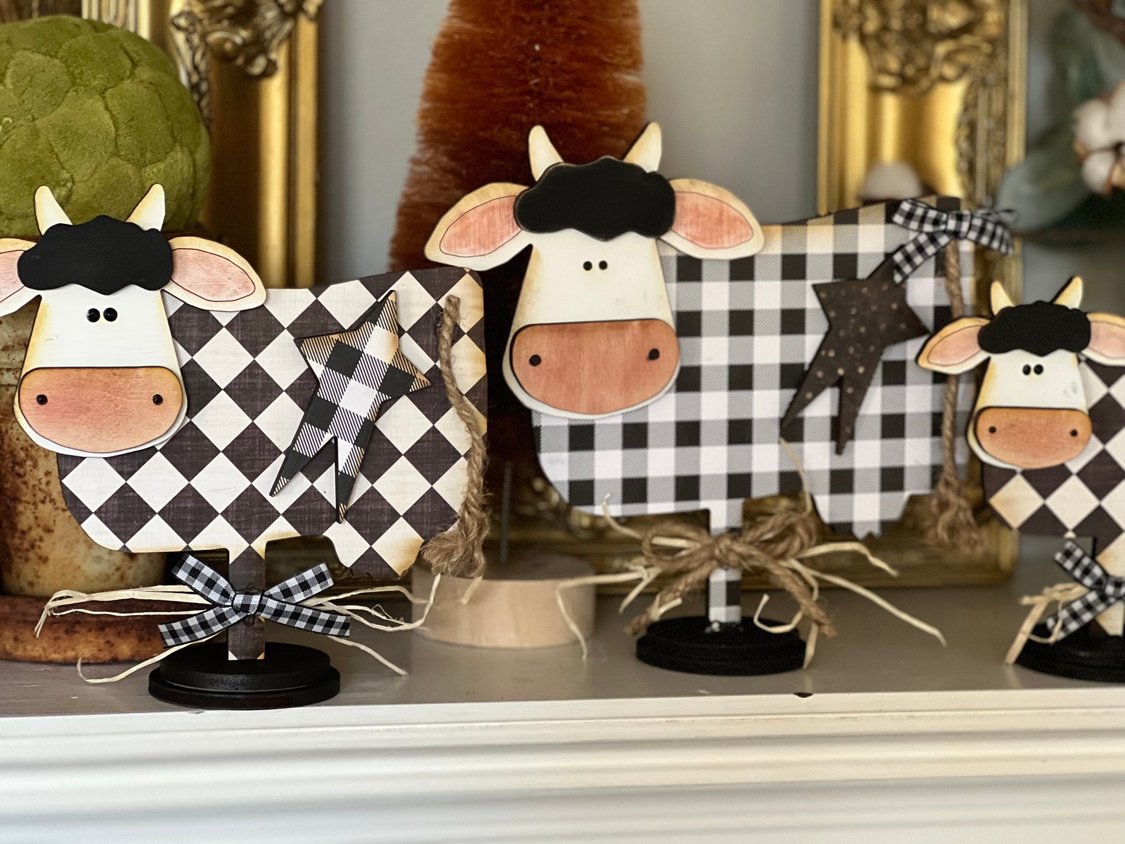 Standing Set of 3 Cows SVG Digital Download for Glowforge or - Etsy