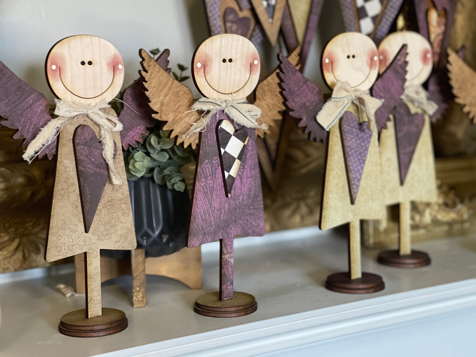 Standing Angels Set of 3 SVG Digital Download for Glowforge or - Etsy