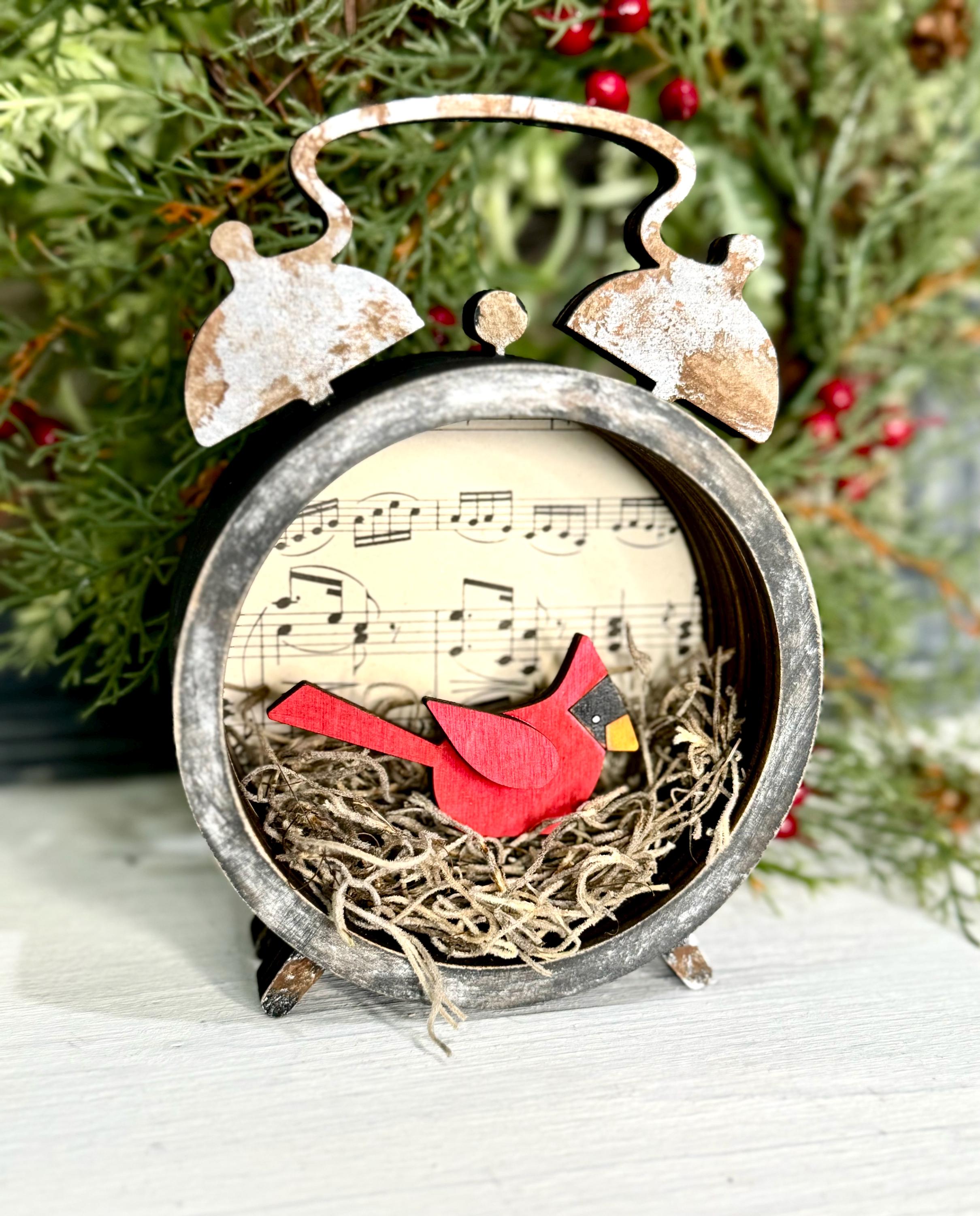 Farmhouse Alarm Clock SVG: Cardinal Nest Laser Cut File (digital ...