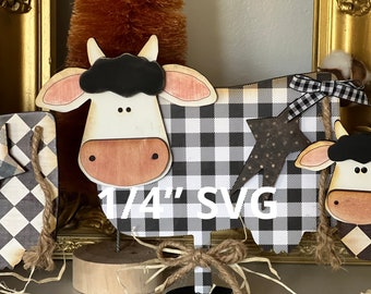Standing Set of 3 Cows SVG Digital Download for Glowforge or | Etsy