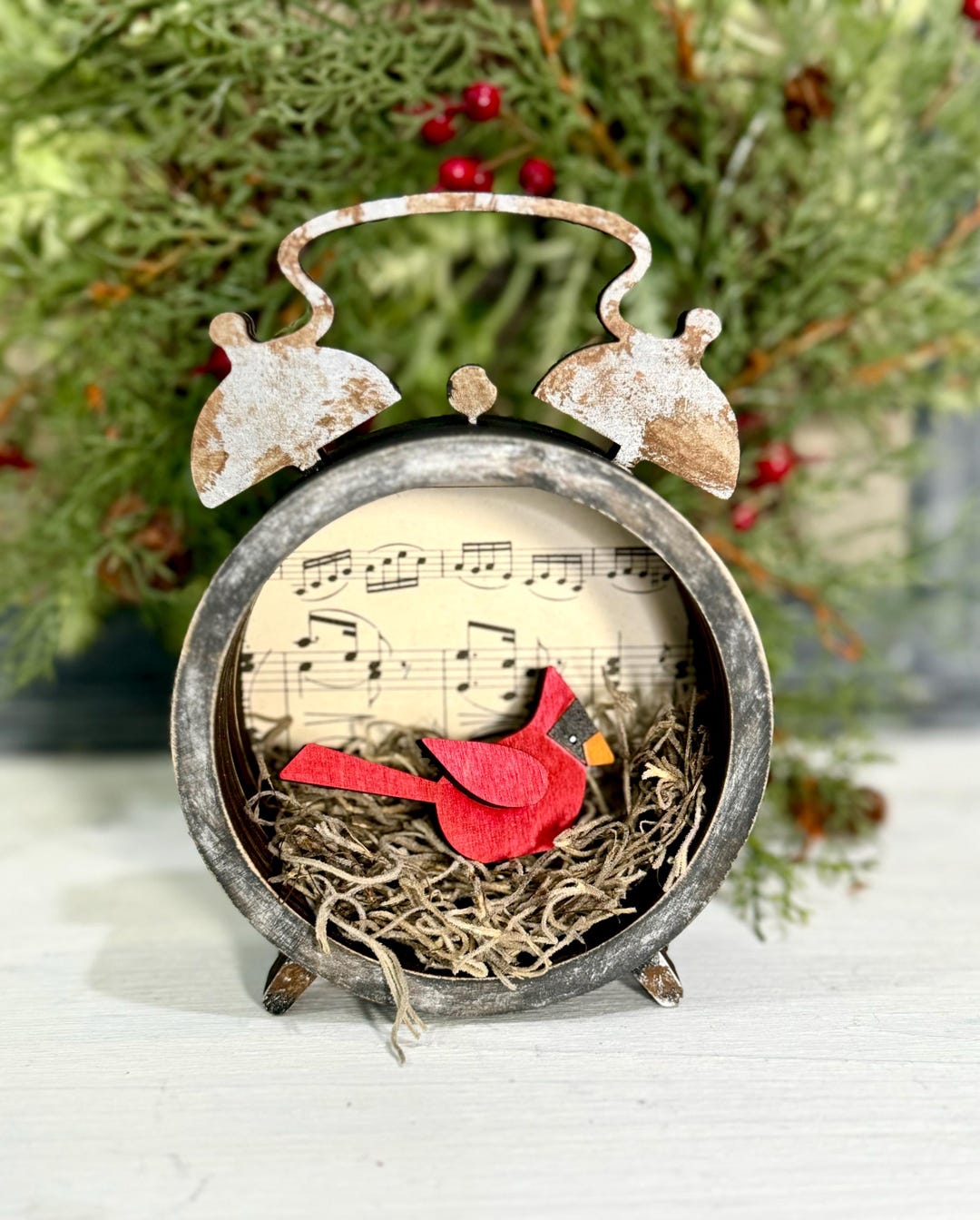 Farmhouse Alarm Clock SVG: Cardinal Nest Laser Cut File (digital ...