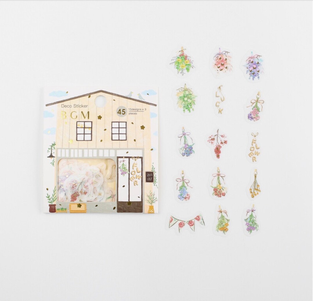 BGM Aesthetic Flower Sticker Flakes, Kawaii Stickers, Japanese Stickers ...
