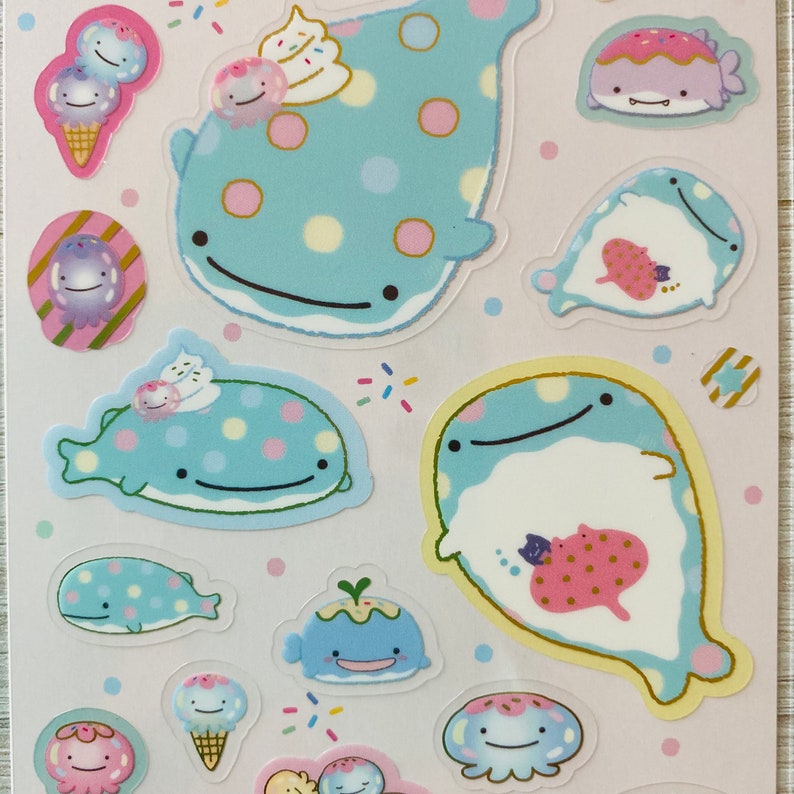 San-x Jinbesan “memories & Icekurage” Sticker Sheets, Whale, Kawaii ...