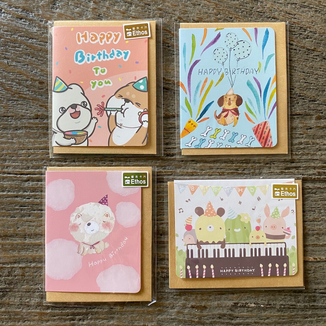 Happy Birthday Mini Cards, Greeting Cards, Cute, Kawaii - Etsy