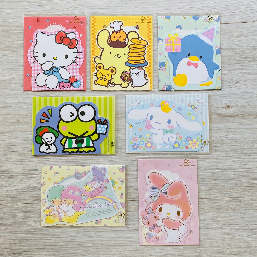 Sanrio Greeting Card With Envelope, Hello Kitty, Purin, Tuxedo Sam ...