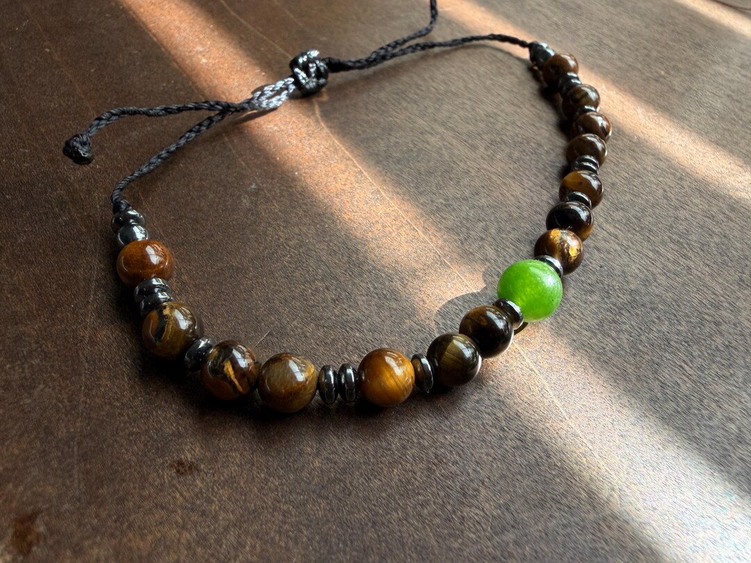 Jade With Tigers Eye Bracelet Unisex - Etsy