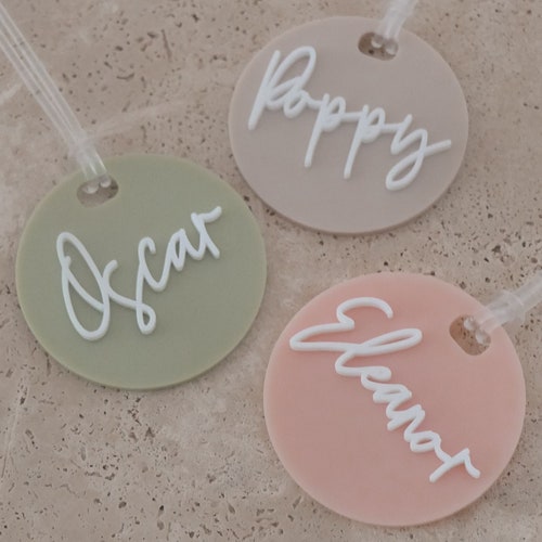 Personalised Wooden Kids Name Tags. Laser Cut Bag Tag/ Key | Etsy