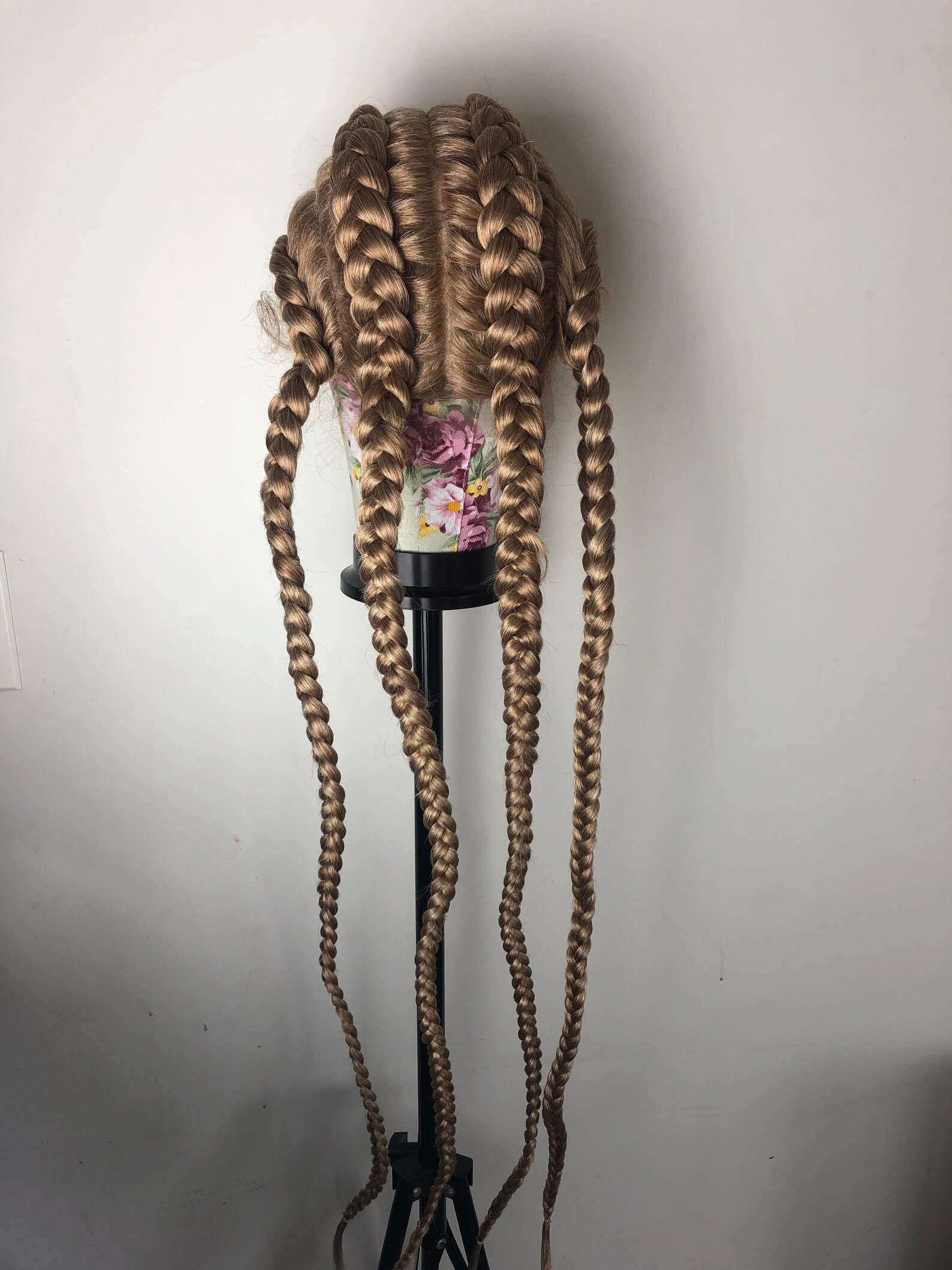 HONEY BLONDE 26 Four Braided Conrow Lace Front Wig for Beautiful Woman ...