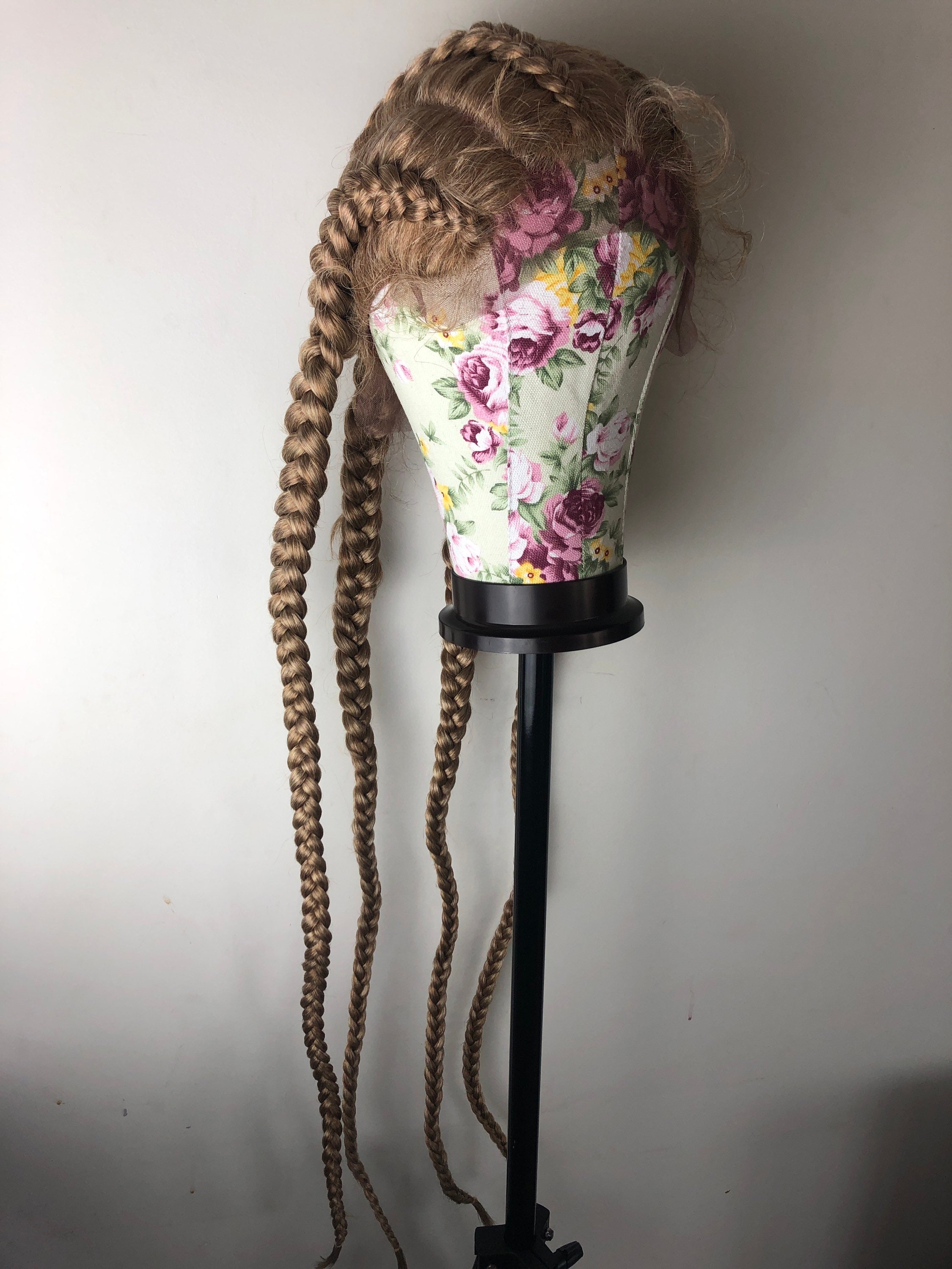 HONEY BLONDE 26 Four Braided Conrow Lace Front Wig for Beautiful Woman ...