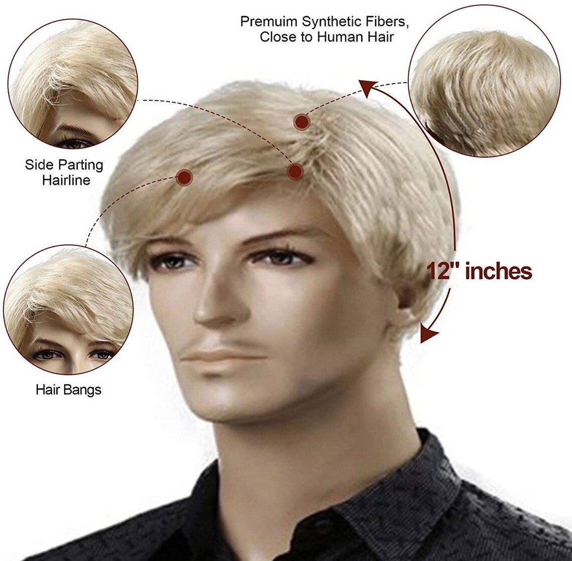 Men’s 12" Short Straight Blonde Full Cap Wig *new* - Etsy