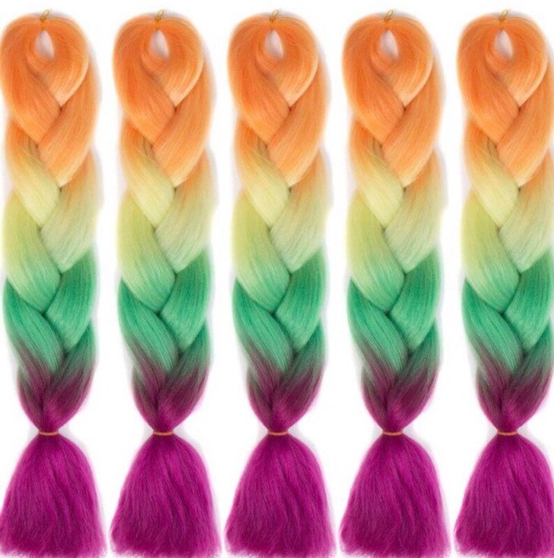 24” FIVE (5) Pack of Orange Ombre Braiding Hair . - Etsy