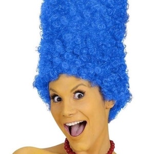 Blue MARGE Simpson 90’s Retro Full Cap Costume Beehive Wig *NEW* - Etsy UK