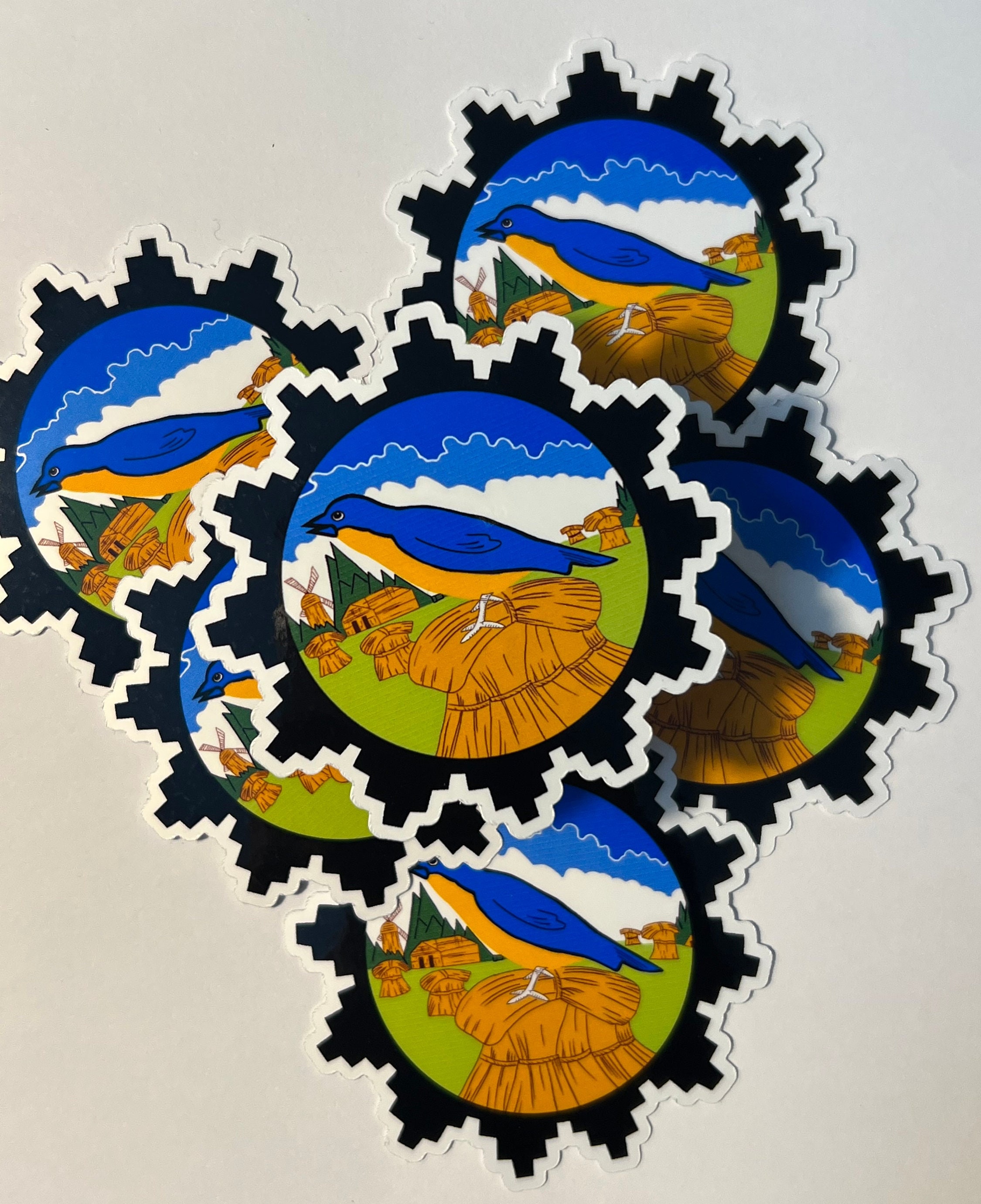 Blue Bird Sticker 3 Inch Round White Sticker Great for - Etsy