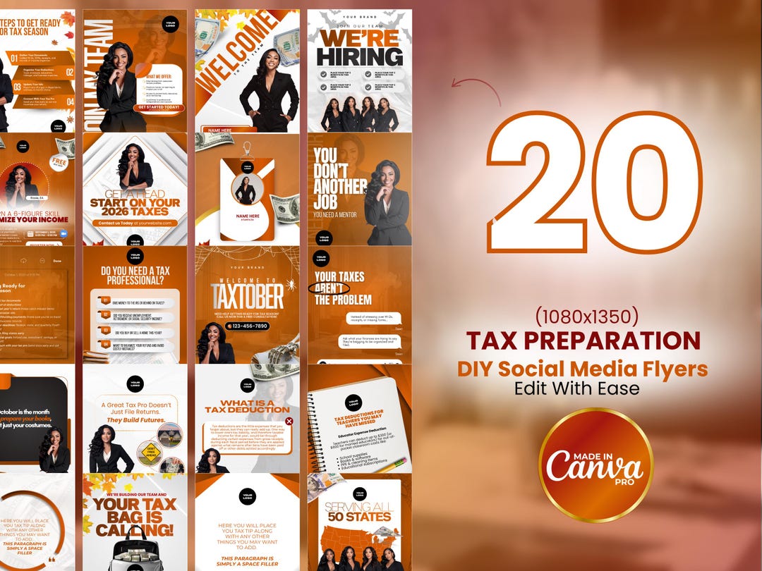 Halloween Tax Flyers, Editable Canva Templates, Tax Prep Marketing - Etsy